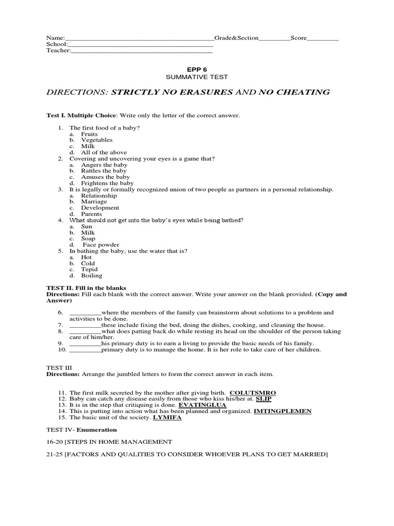 Directions: Strictly No Erasures and No Cheating | PDF