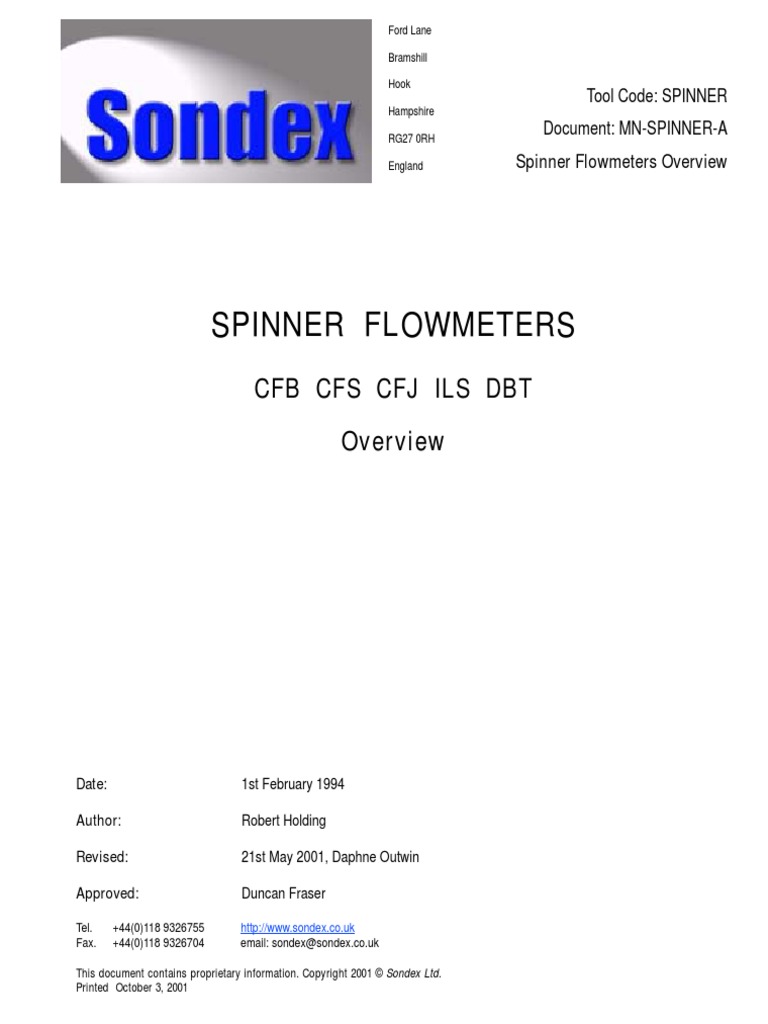Spinner Sondex | PDF | Flow Measurement | Viscosity