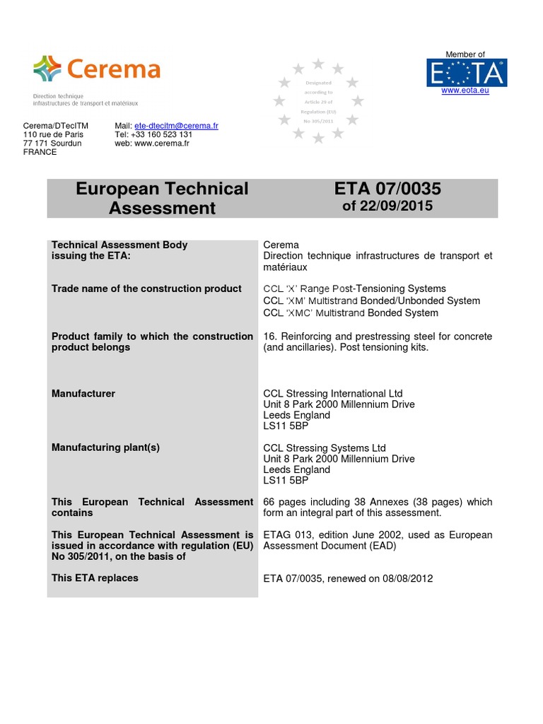 ETA - 07-0035 - CCL'XM'&'XMC' Systems - Version1 - 2015-09-22 | PDF