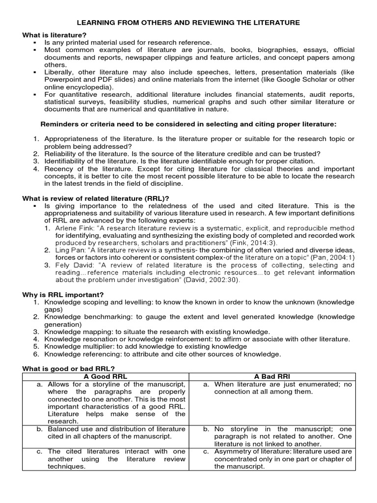Learning From Others and Reviewing the Literature | Hypothesis | Citation