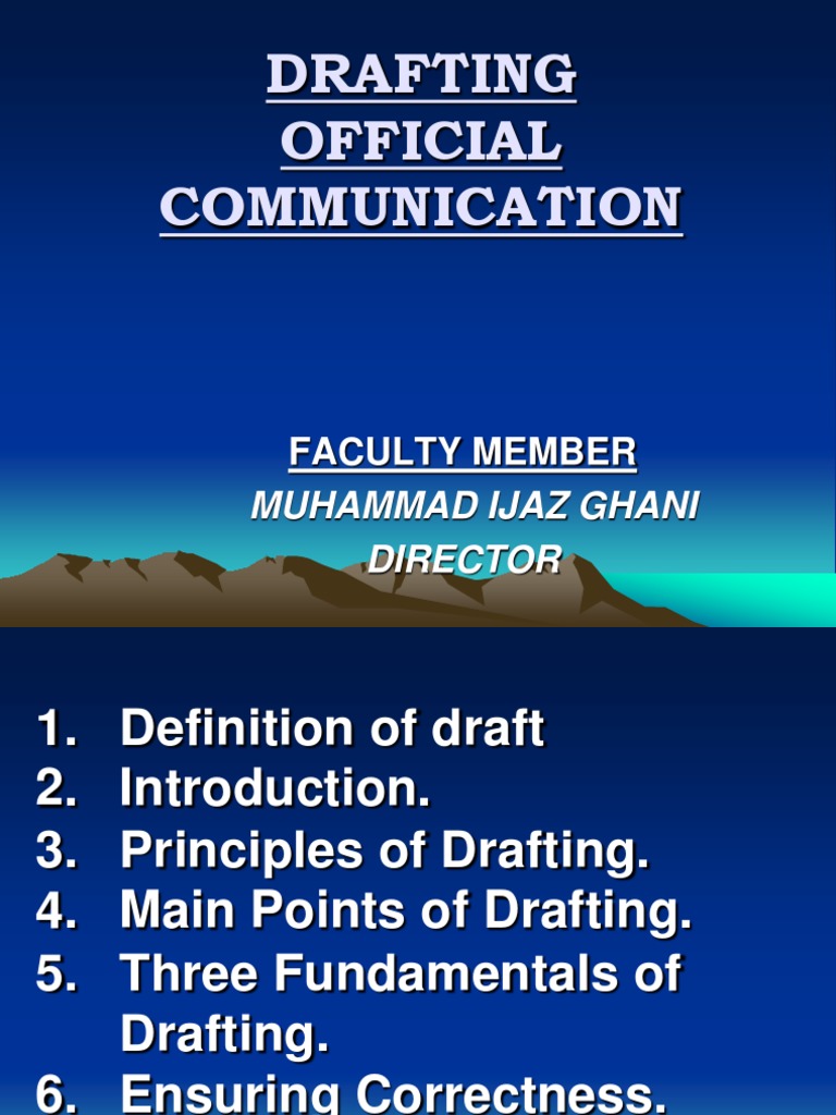 Drafting Official Communication: Muhammad Ijaz Ghani Director | PDF ...