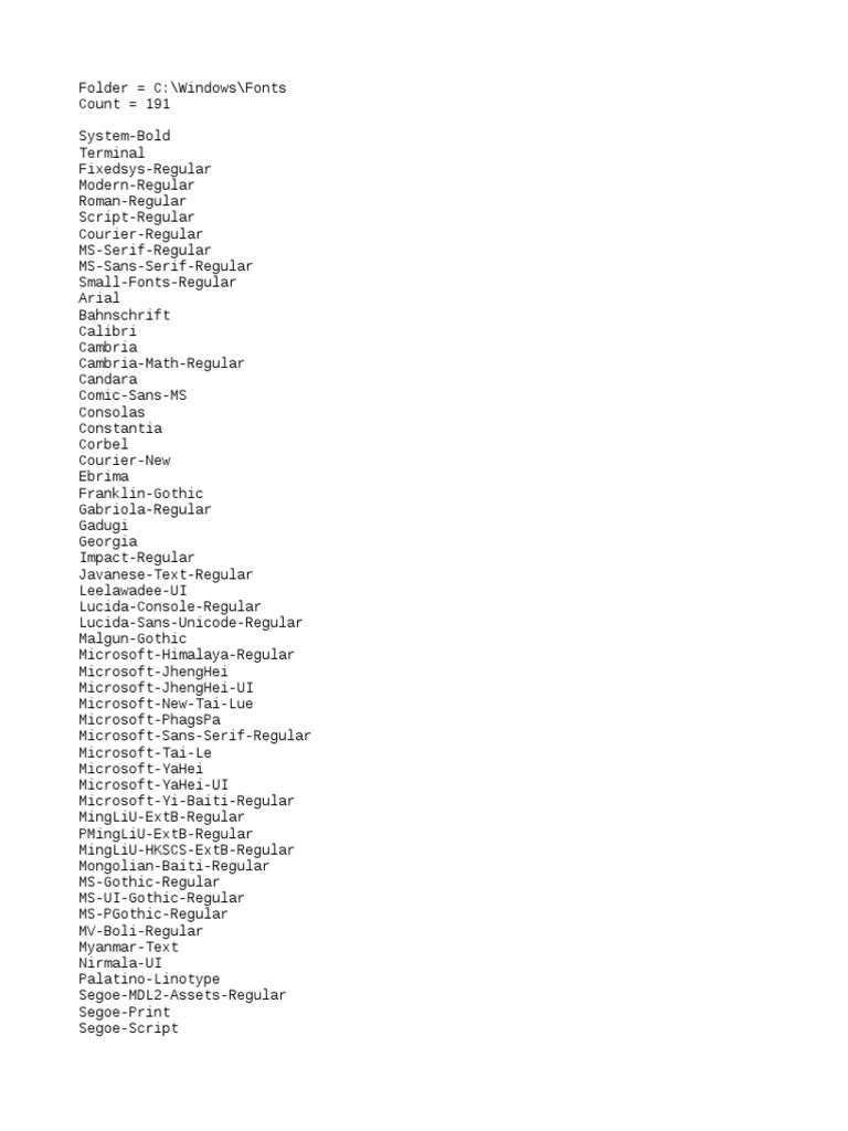 Enum Fonts Results | PDF | Windows Vista | Windows Nt