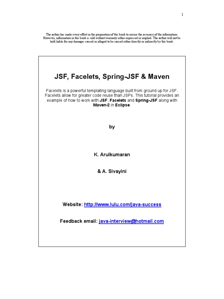 JSF, Facelets, Spring-JSF & Maven | PDF | Java Servlet | Java Server Faces