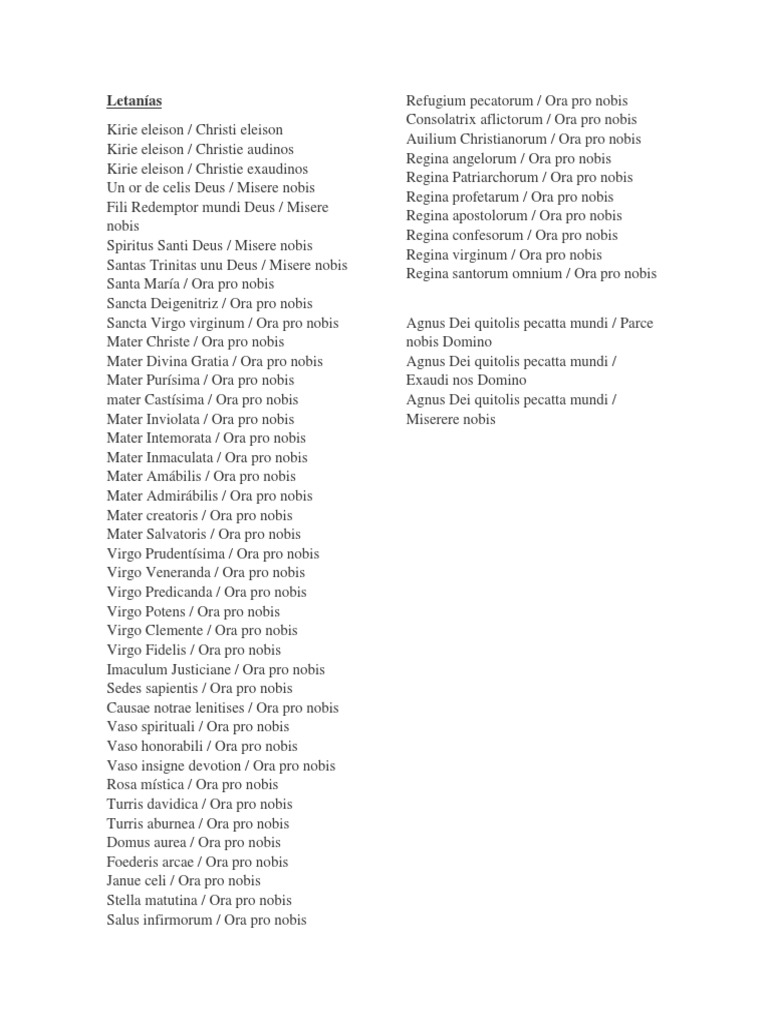 Letanías Posada | PDF | Cocina, comidas y vino | Religión y espiritualidad