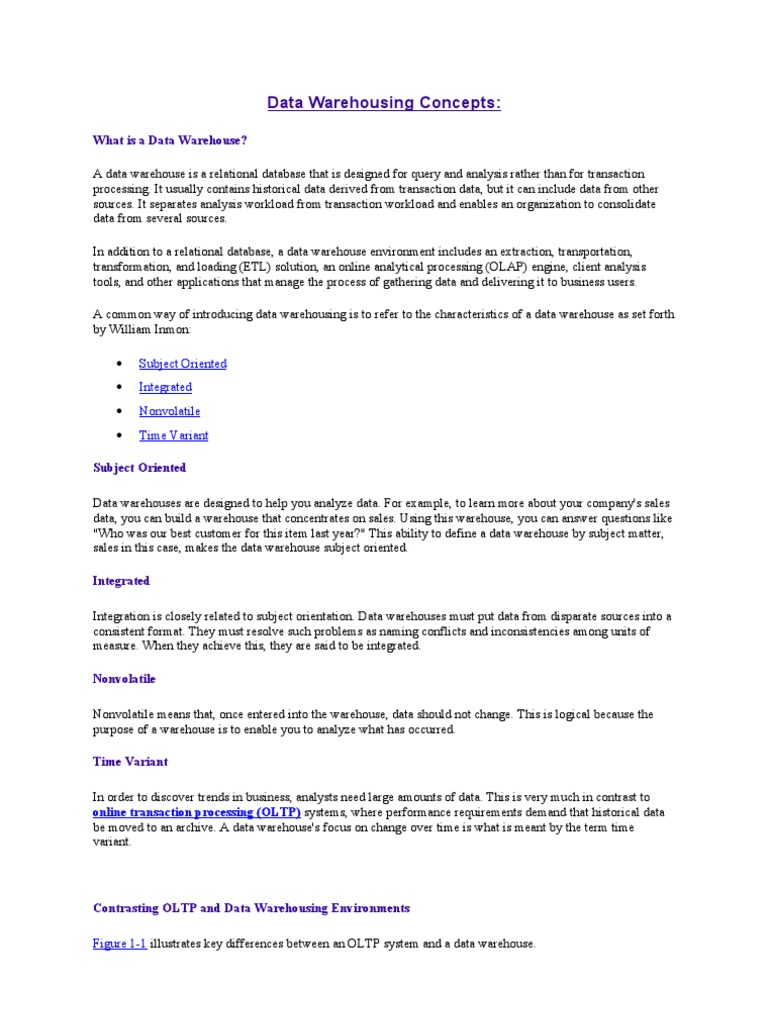 Data Warehousing Concepts | PDF | Data Warehouse | Conceptual Model