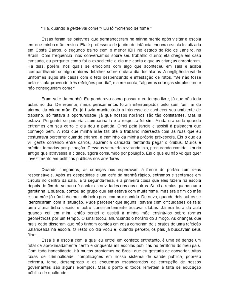 Redação - Ivana Paz | PDF | Brasil | Escolas