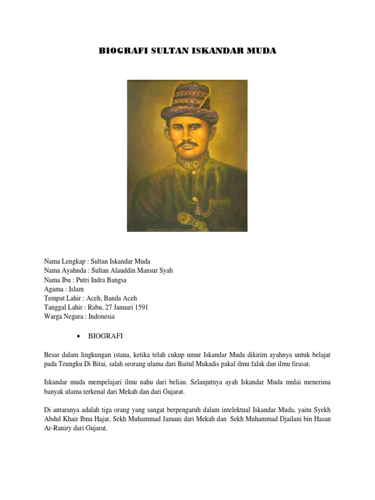 Biografi Sultan Iskandar Muda | PDF