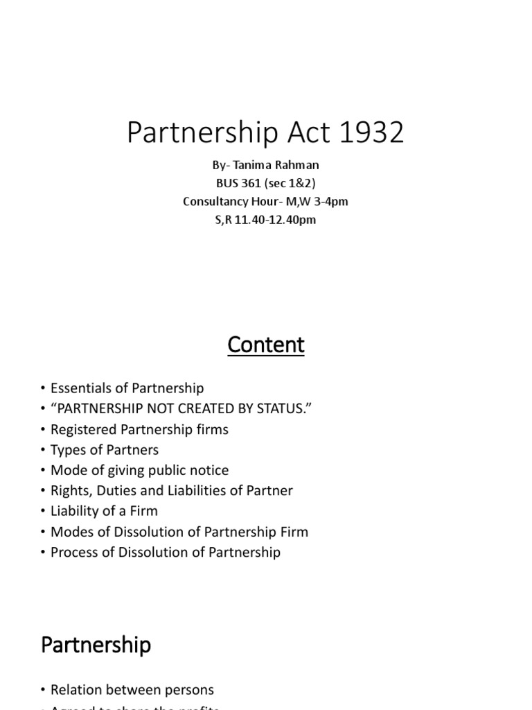 Partnership Act 1932 | Partnership | Business