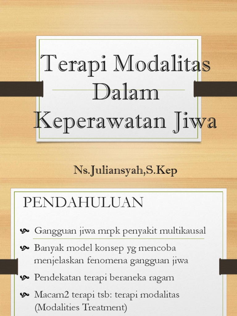 Terapi Modalitas Keperawatan Jiwa | PDF | Karier & Perkembangan