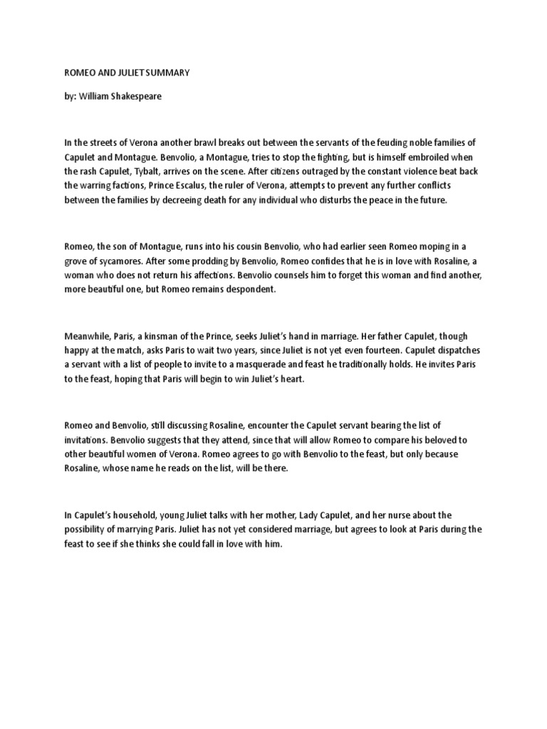 Romeo and Juliet Summary | PDF | Characters In Romeo And Juliet ...