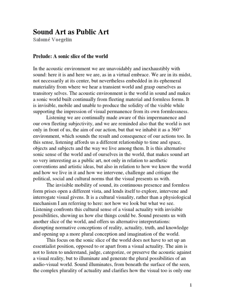 Sound Art: Exploring Public Spaces | PDF | Sound | Perception