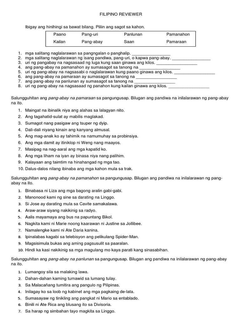 Filipino Reviewer | PDF