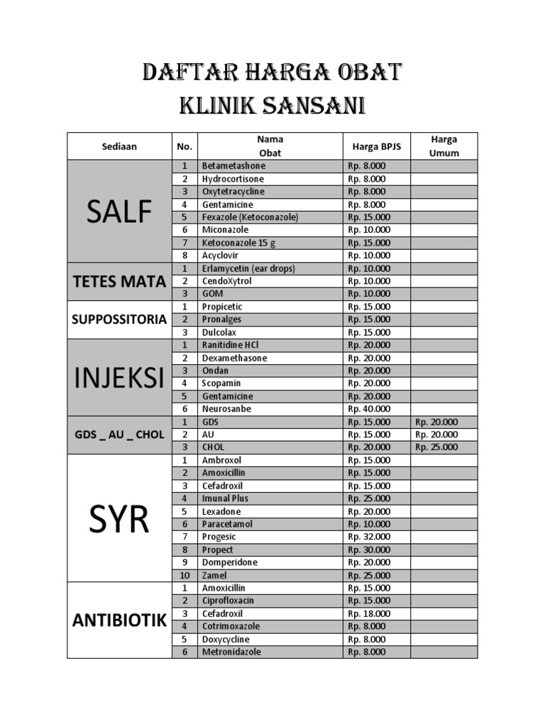 Daftar Harga Obat Pdf Medical Treatments Functional Group