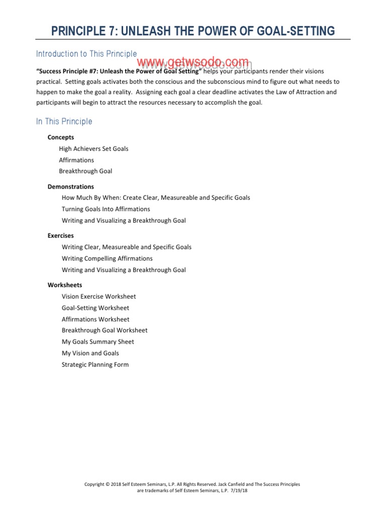 Principle 7: Unleash The Power of Goal-Setting: Introduction To This ...