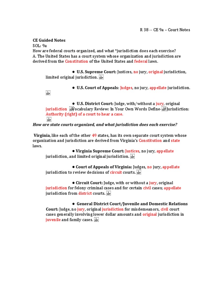 Ce-9-Court System-Notes | PDF | Social Science | Law