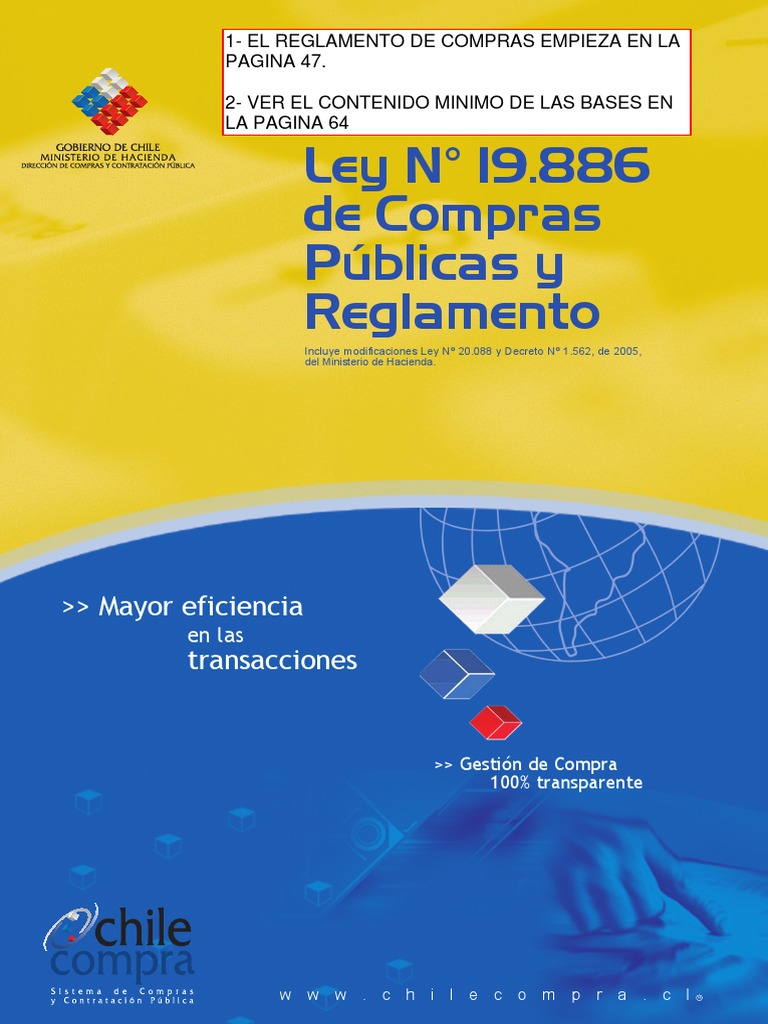 Ley 19.886 Compras Públicas y Reglamento | PDF | Regulación | Estado (política)