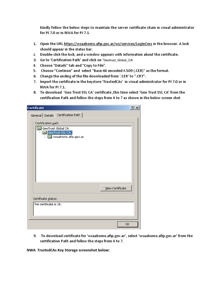 Steps To Maintain Certificate For WSAA | PDF | Finance & Money ...