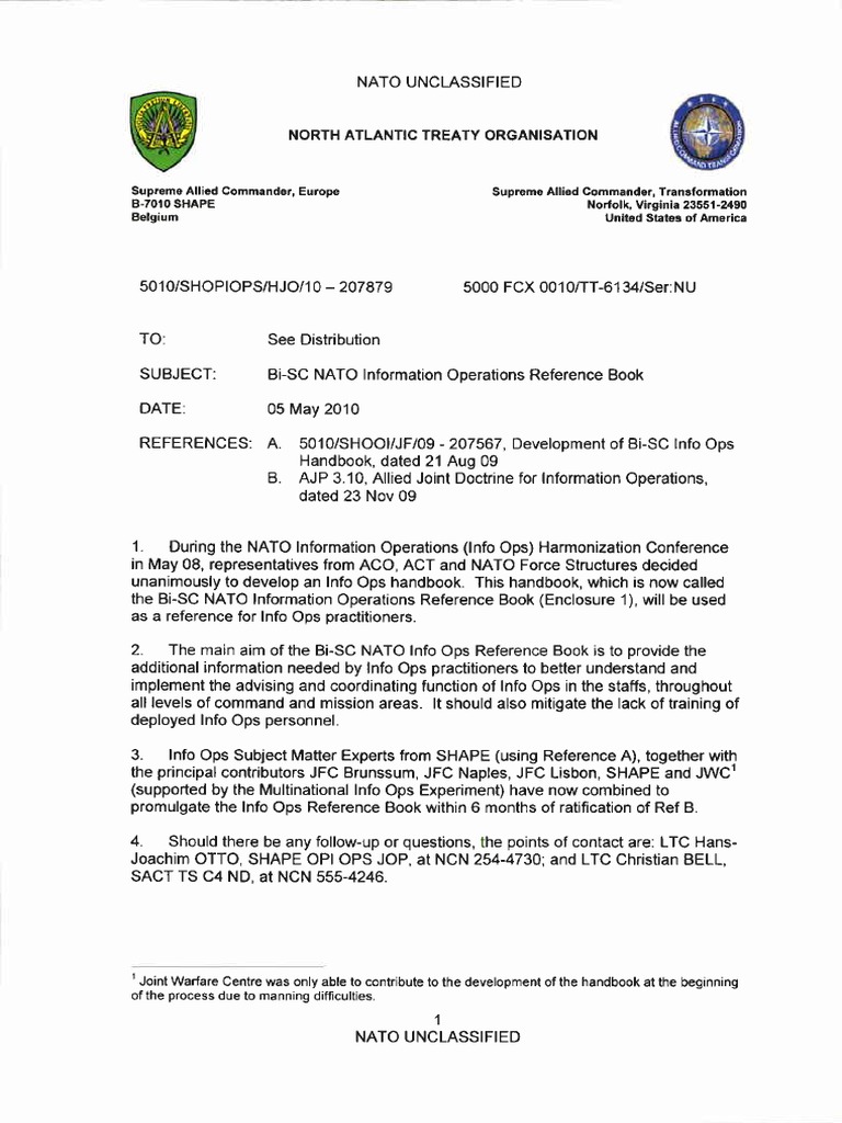 NATO IO Reference PDF | PDF | Nato | Intelligence Assessment