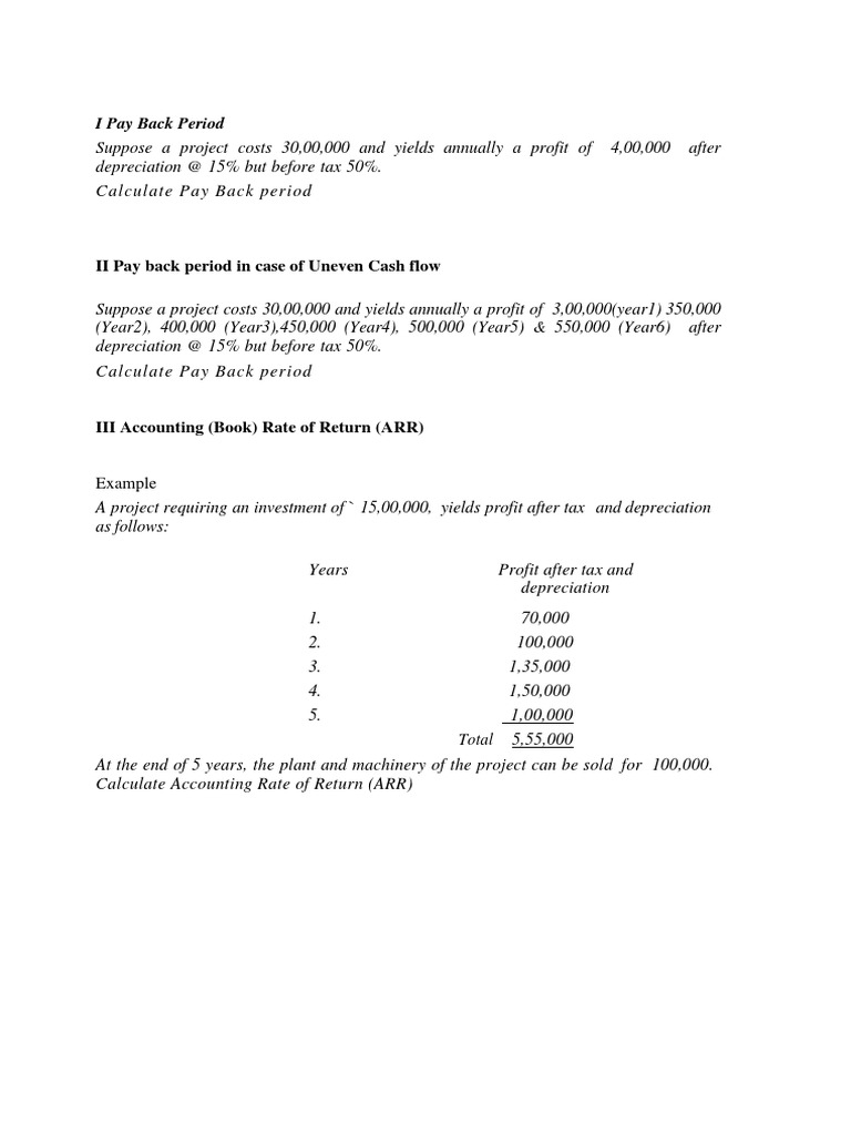 Cap Evaluation Methods Questions | PDF | Net Present Value | Internal ...