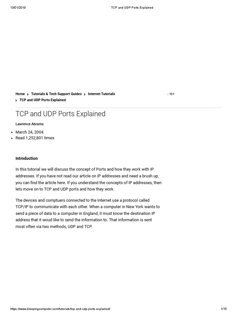 TCP and UDP Ports Explained | PDF | Port (Computer Networking) | Internet Protocol Suite