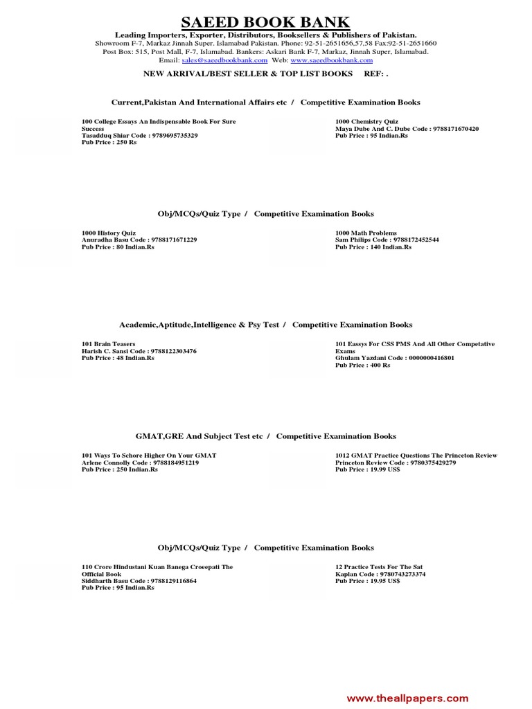 Competitive Examination Books (Competitive Examination Books PDF | PDF