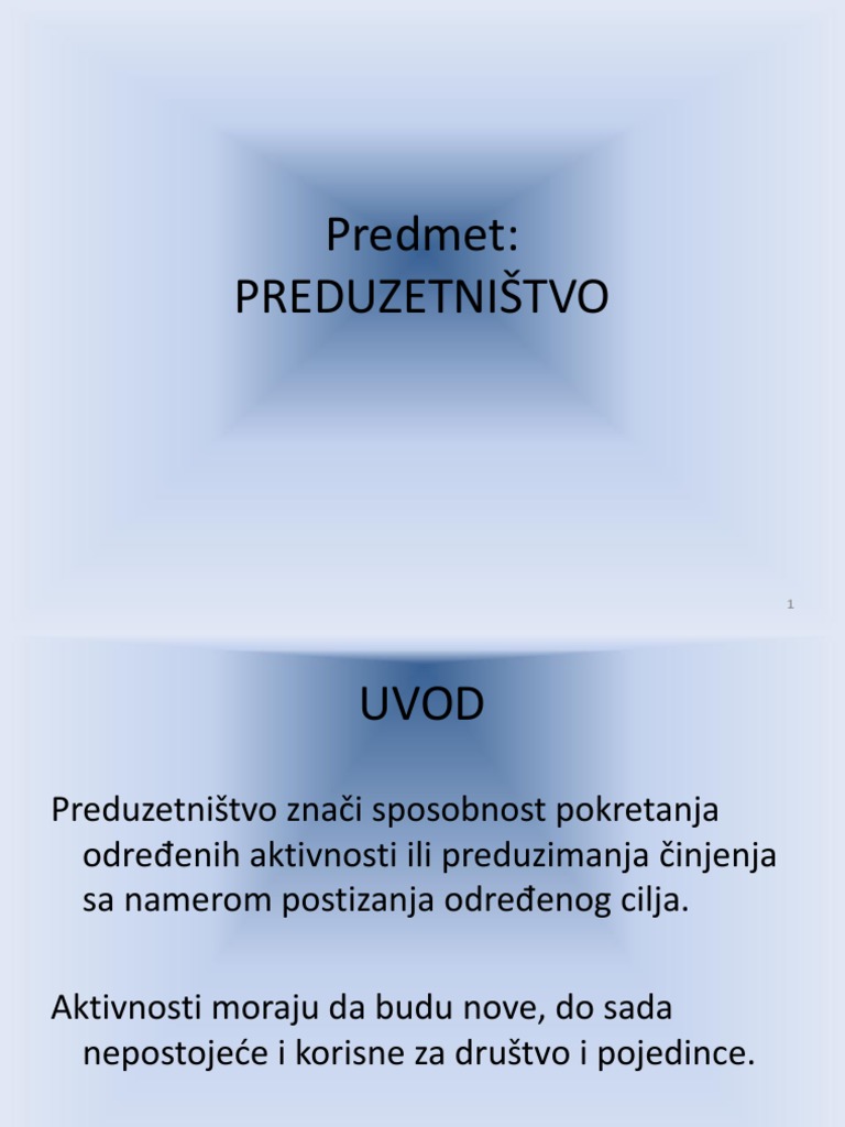 Uvod U Predmet 1 | PDF