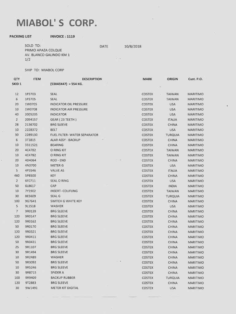 Packing List PDF | PDF