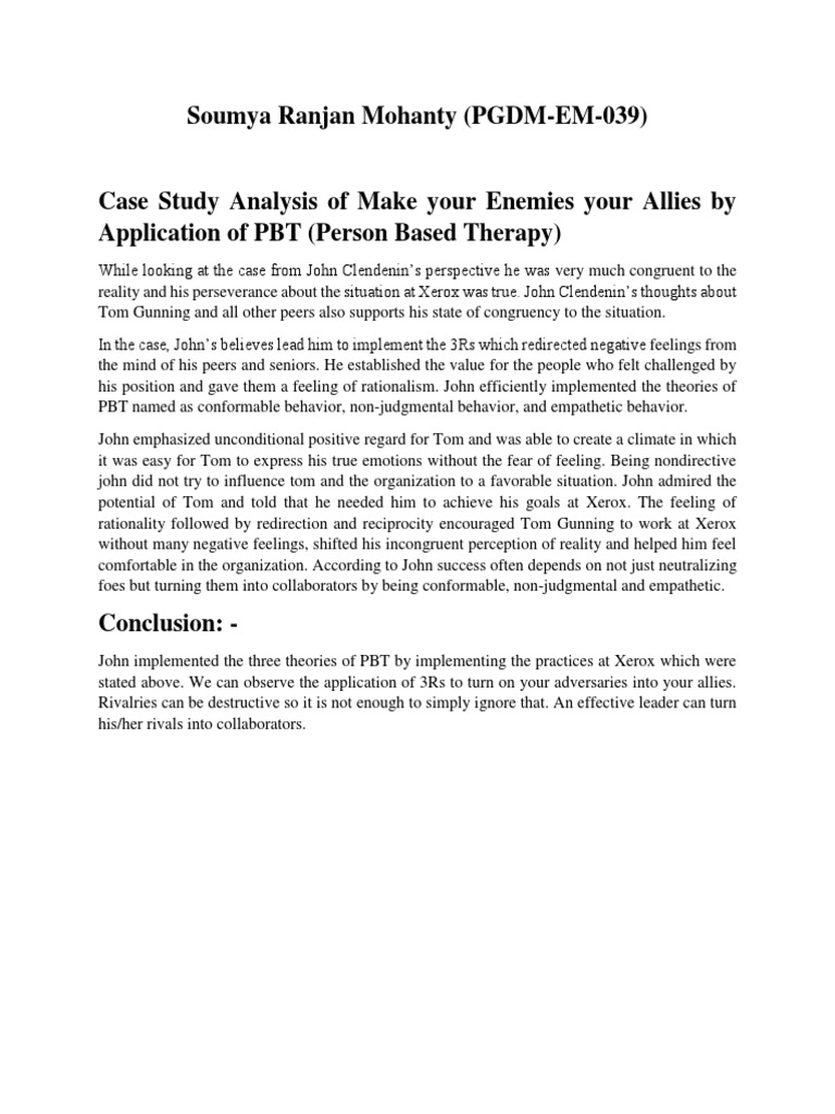 Applying Person-Based Therapy: A Case Study Analysis of How John ...