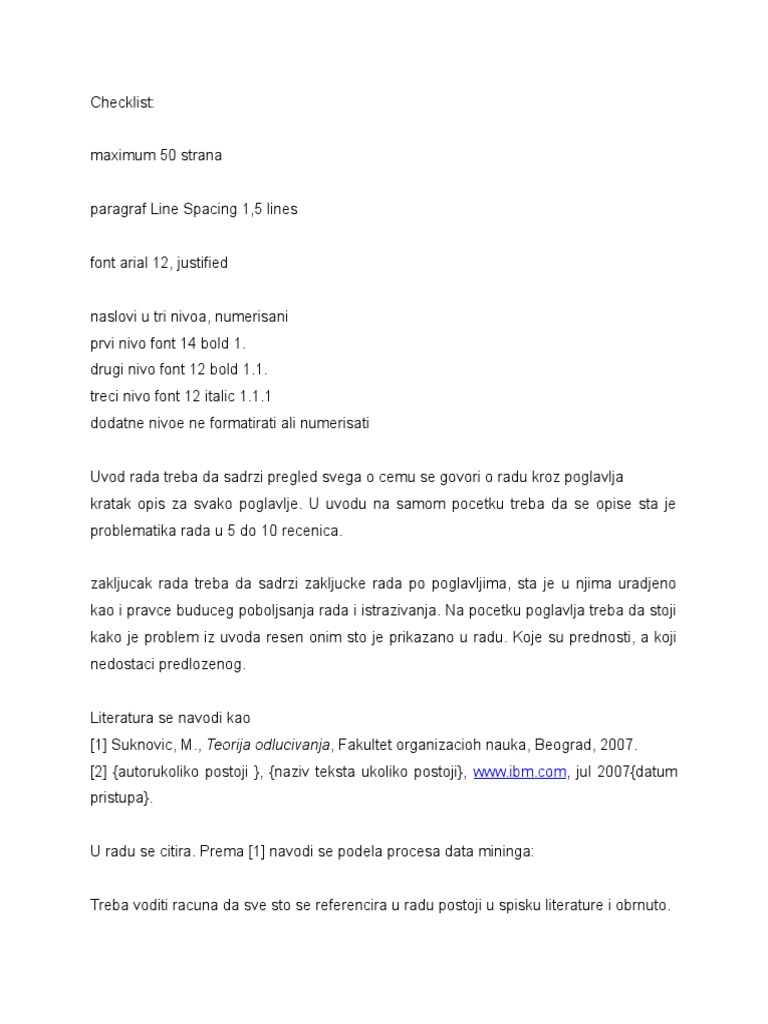 Uputstvo Za Diplomski Rad | PDF