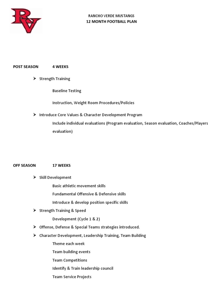 12 Month Football Plan | PDF