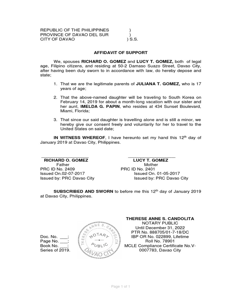 Affidavit Parental Consent | Justice | Crime & Violence