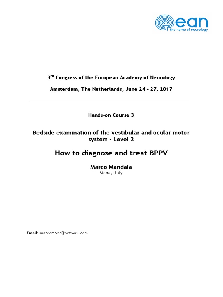 Vertigo BPPV | PDF | Vertigo | Vestibular System