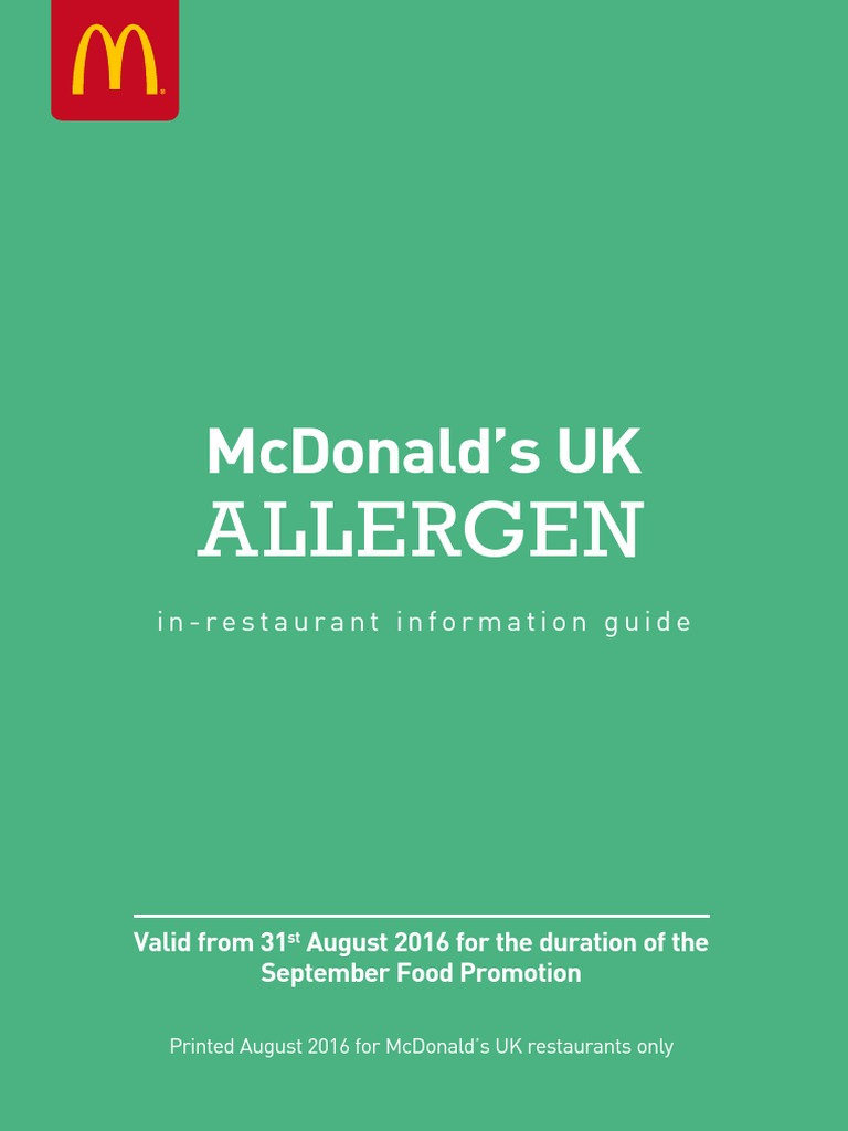 Allergen Booklet | PDF | Pickled Cucumber | Flour