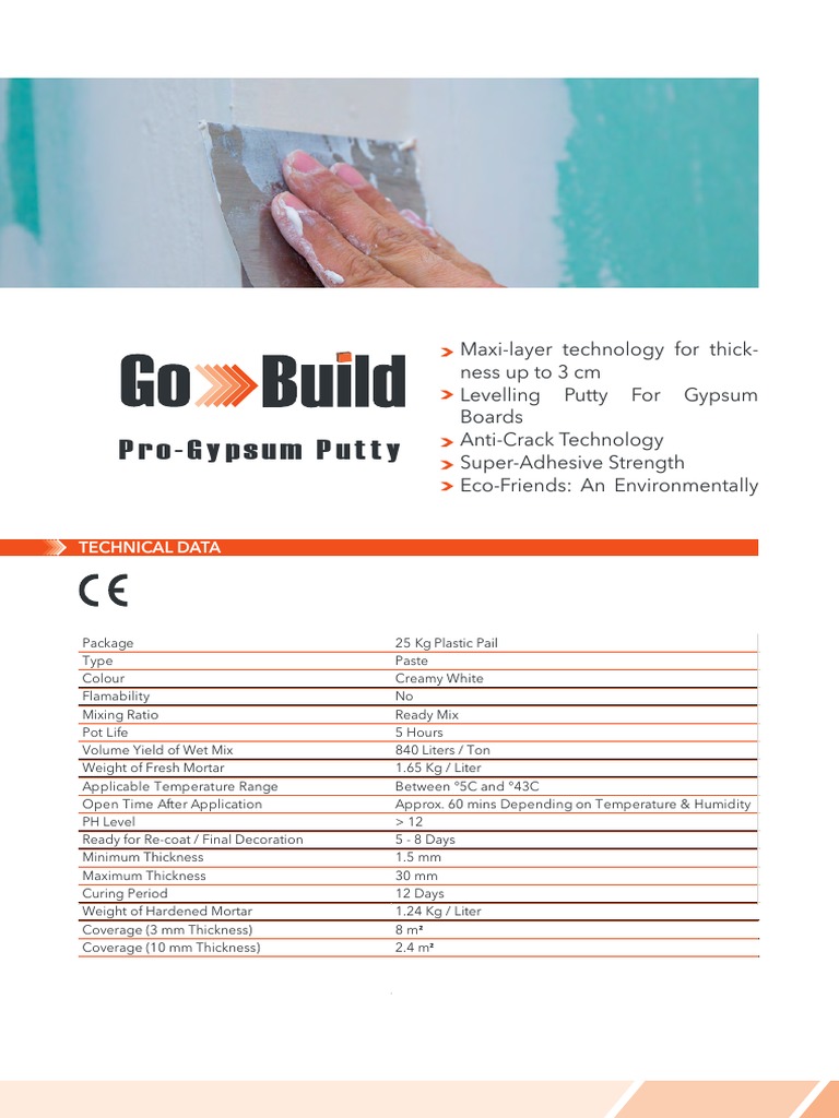 Go-Build - Ro-Gypsum Putty - Technical Datasheet | PDF | Drywall | Paint