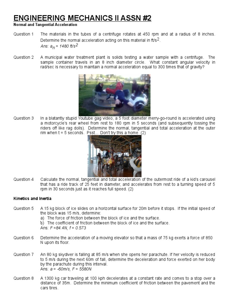 Engineering Mechanics Ii Assn #2: Ans: An 1480 ft/s2 | PDF