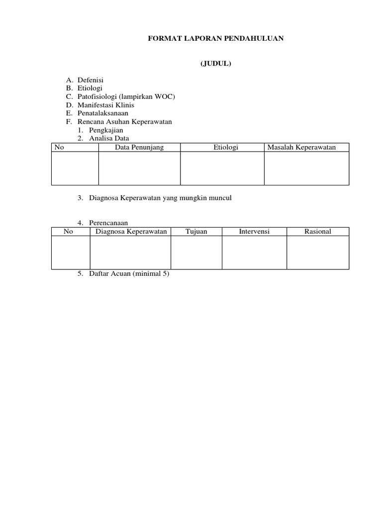 Format Laporan Pendahuluan | PDF