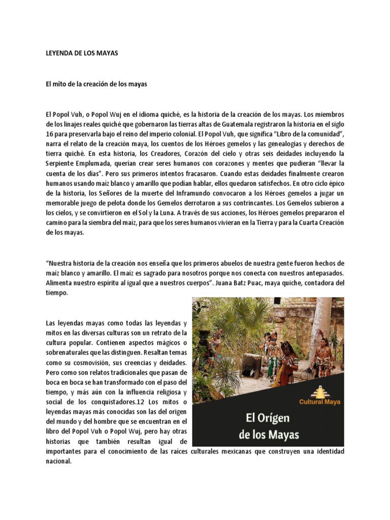 Leyenda de Los Mayas | PDF