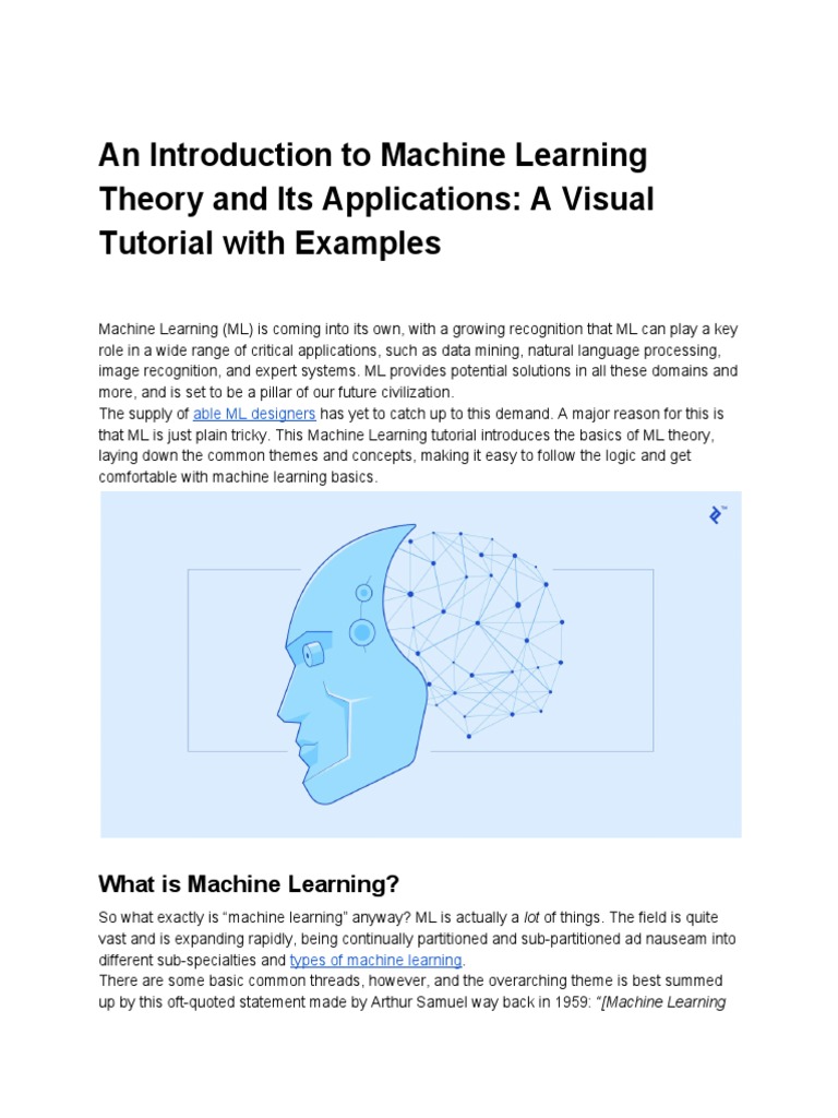 An Introduction to Machine Learning Theory and Its Applications_ a ...
