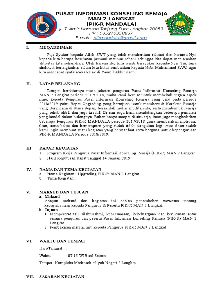 Proposal Upgrading Pik R | PDF