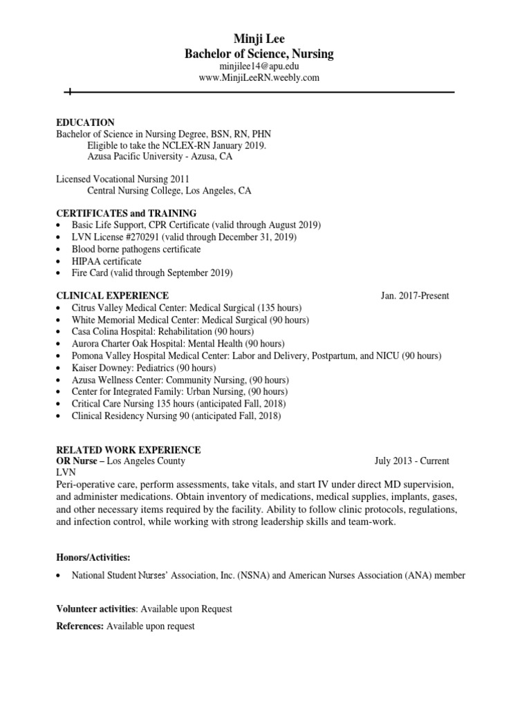 Resume 2018 BSN | PDF