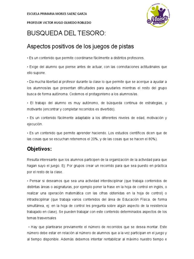 Busqueda Del Tesoro | PDF | Educación primaria | Modificación de ...