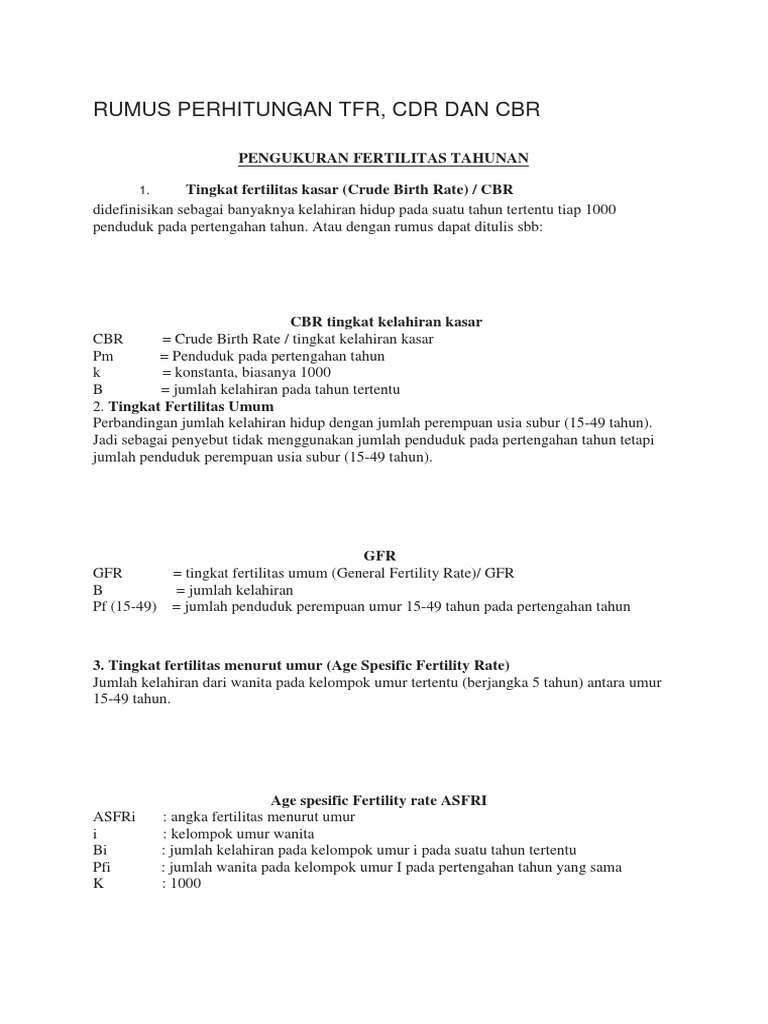 Rumus Perhitungan TFR | PDF
