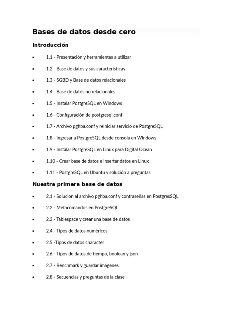 Guía Completa de Bases de Datos | PDF | SQL | Postgre Sql