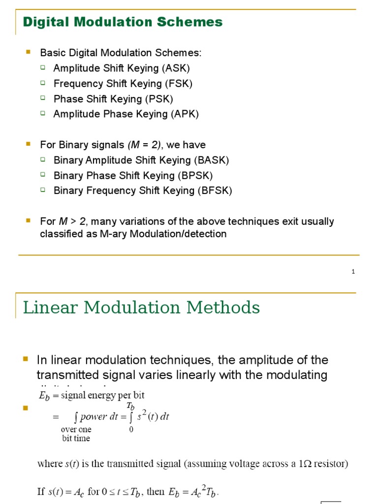 Digital Modulation Schemes | PDF | Modulation | Detector (Radio)