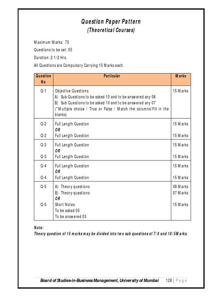 Question Paper Pattern: (Theoretical Courses) | PDF