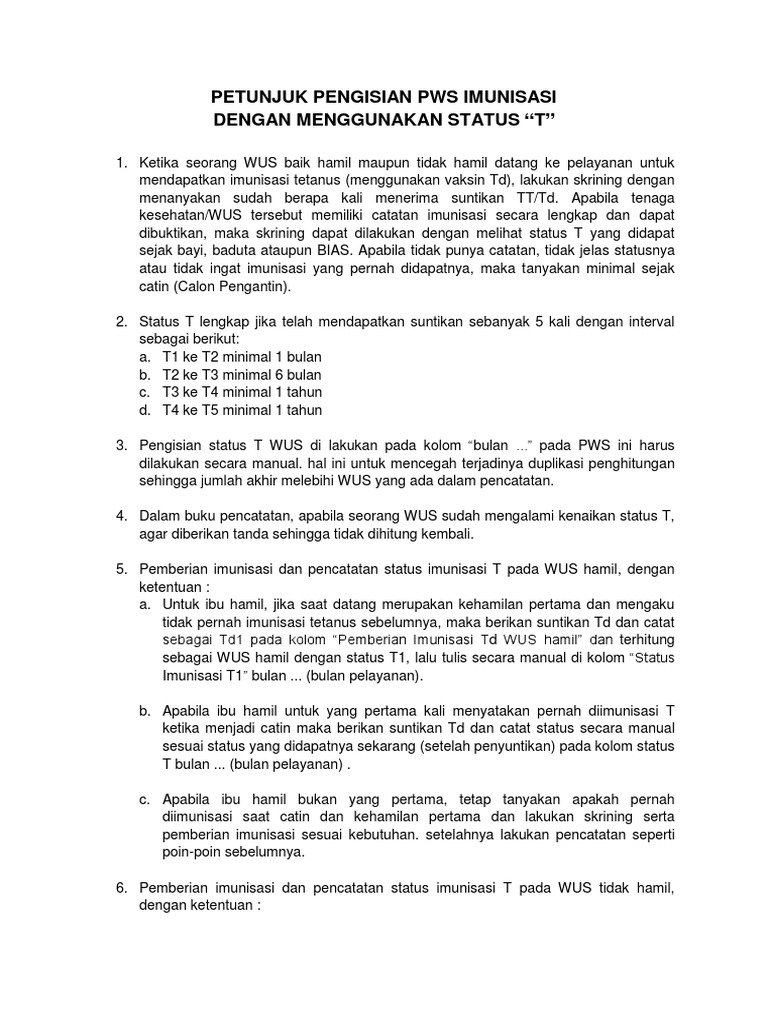 Skrining Imunisasi Tetanus WUS | PDF | Sains & Matematika