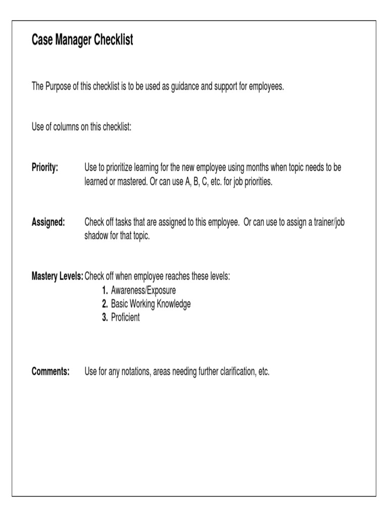 Case Manager Checklist: Priority | PDF | Supplemental Security Income ...