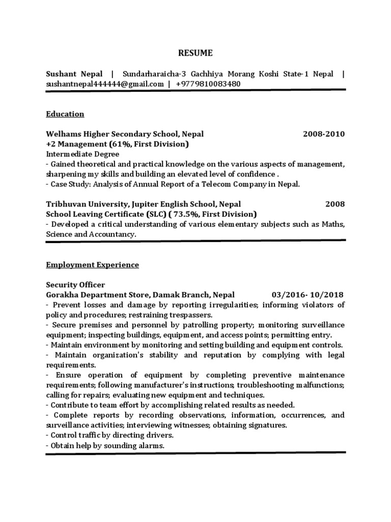 CV Format | PDF | Nepal | Surveillance