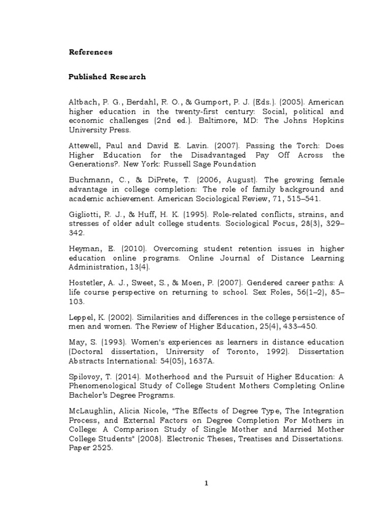 References Published Research | PDF | Distance Education | Sociology