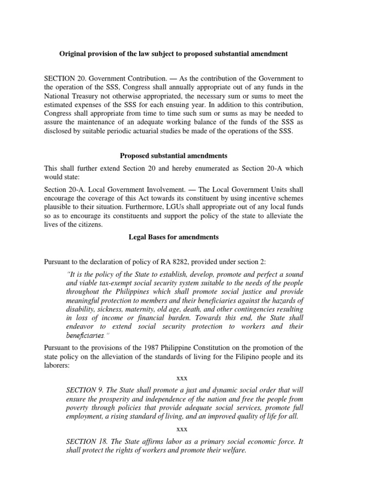 Original Provision of The Law Subject To Proposed Substantial Amendment ...